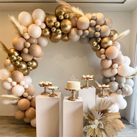 Nude Blush Gold Chrome Balloon Garland Kit Double Stuffed Pastel Ivory
