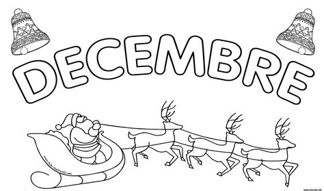 Coloriage Decembre Pere Noel Et Son Traineau Avec Les Rennes Dessin