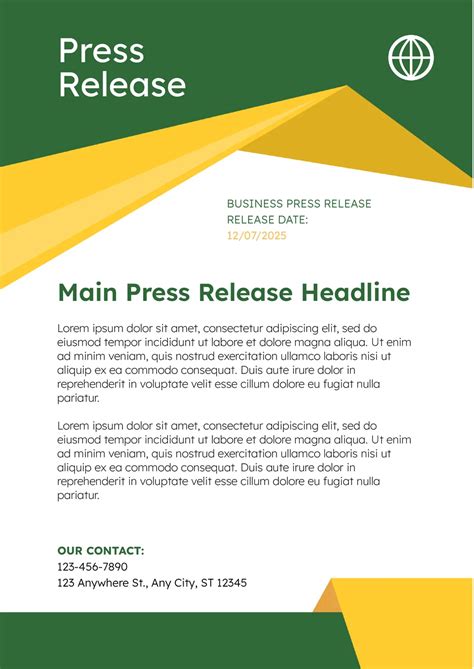 Free Music Press Release Template For Google Docs