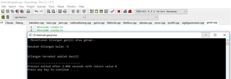 Program Dev C Program C Menentukan Bilangan Ganjil Atau Genap