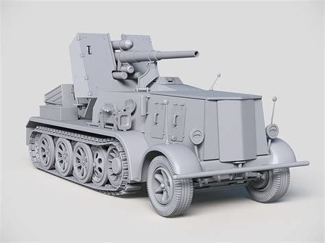 Flak 18 Sfl Auf Zugkraftwagen 12t Sd Kfz 3D Model 3D Printable CGTrader
