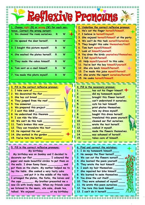 Reflexive Pronouns Activities Pronoun Grammar Indefinite Pronouns