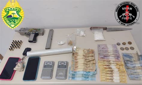 PM apreende drogas carro clonado e submetralhadora artesanal em Paranaguá