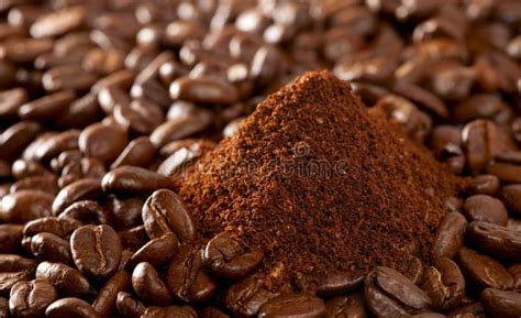 Los Granos De Café Y La Pila De Tierra Perfeccionan Para El Contexto