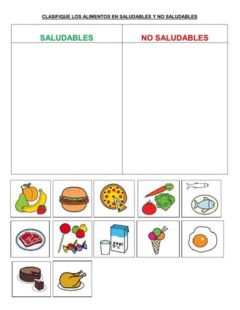 Alimentos Saludables Y No Saludables Interactive Worksheet