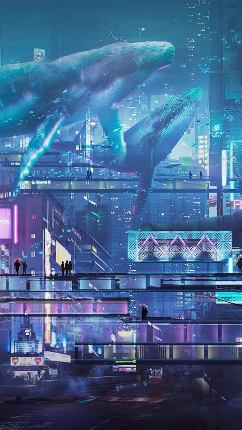Cyberpunk Sci Fi Night City Hologram Phone Hd Wallpaper