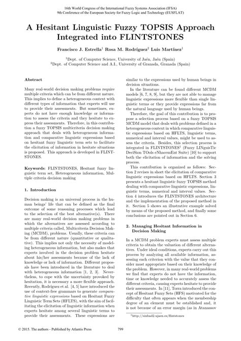 pdf a hesitant linguistic fuzzy topsis approach integrated into flintstones