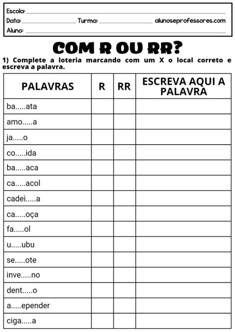 Atividades R E Rr Para Imprimir Alunos E Professores
