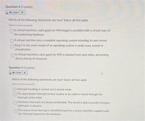 Solved Which Of The Following Statements Are True Select Chegg