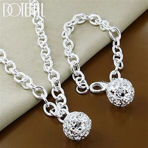 DOTEFFIL 925 Ayar G M Hollow Kad Nlar I In Bilyal Kolye Bilezik Set D N