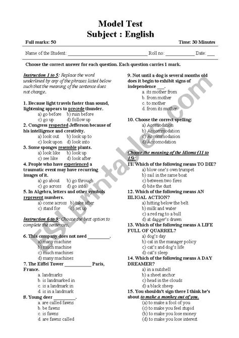 Mcq Grammar Test Esl Worksheet By Imdad