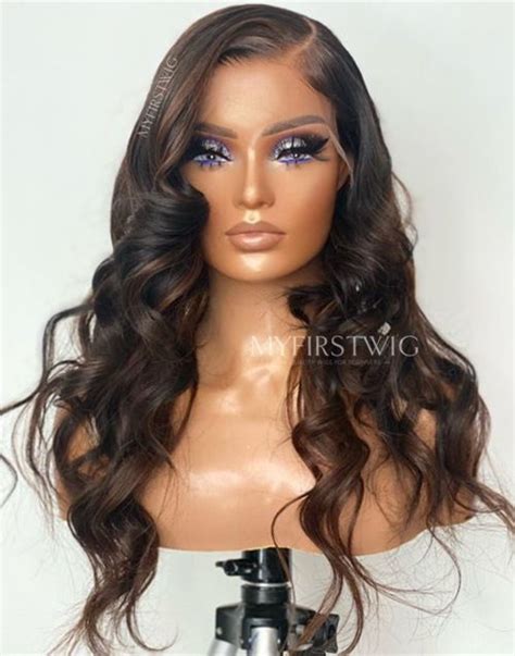 Dreyamichelle Brown Highlight Malaysian Human Hair Wavy Lace Front