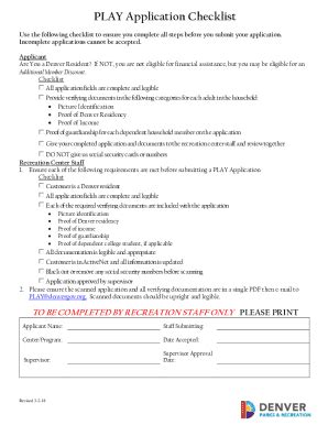 Fillable Online Application Checklist Template 13 Free Samples