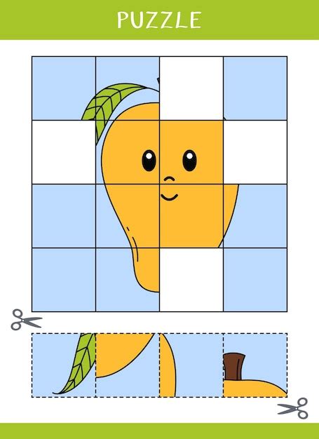 Puzzle F R Kinder Vektor Arbeitsblatt Ausschneiden Und Kleben Premium