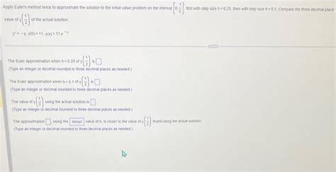 solved apply euler s method twice to approximate the