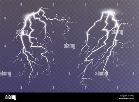 Set Of Lightning Magical And Bright Light Effect Thunderstorm With
