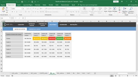 Planilha De Rateio De Custos Em Excel Planilhas Prontas