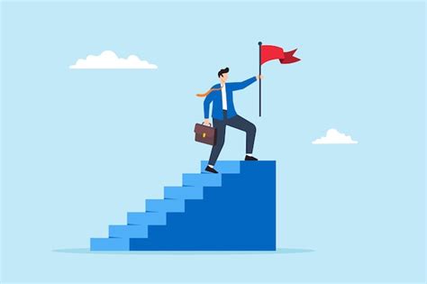 Premium Vector Successful Businessman Confidently Holds Red Flag Atop