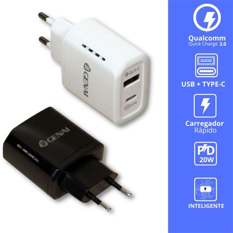 Fonte Carregador Turbo Adaptador Tomada Usb E Tipo C Celular W