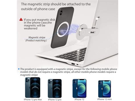 Suporte de Telefone Magnético para Laptop Suporte Lateral Ajustável