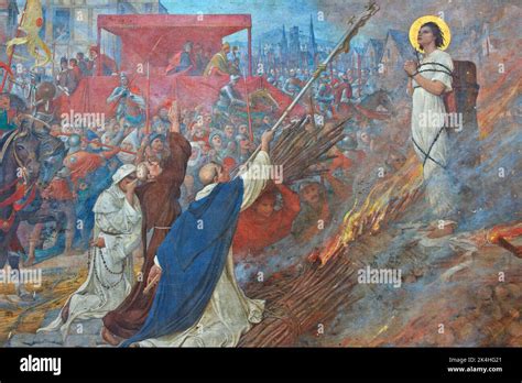 Jeanne d Arc 1412 1431 brûlante au pieu de Rouen sur une peinture