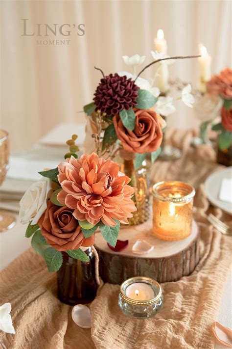 Rustic Terracotta Centerpiece For A Warm Fall Wedding