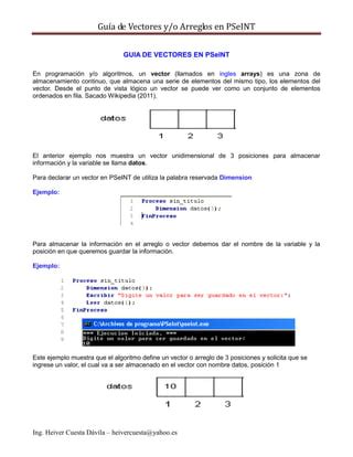 Arreglos Vectores Pseint PDF