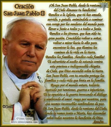 Rincón de la Oración Estampas Oraciones de San Juan Pablo II