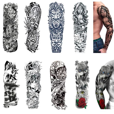 Full Arm Tattoos Sleeves Temporary Tattoos Waterproof Realistic Armband