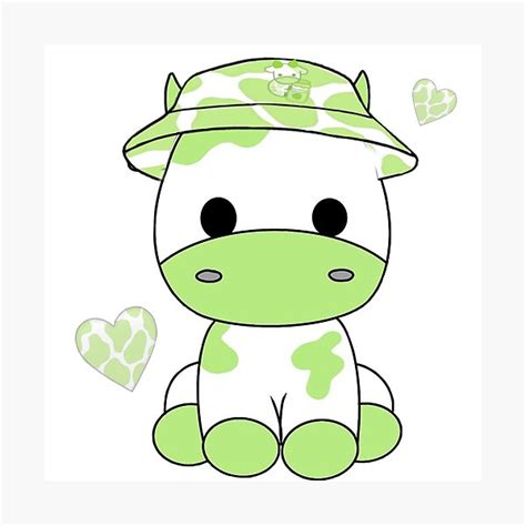 Cute Cow Green Cow Kawaii Cow Photographic Print For Sale By