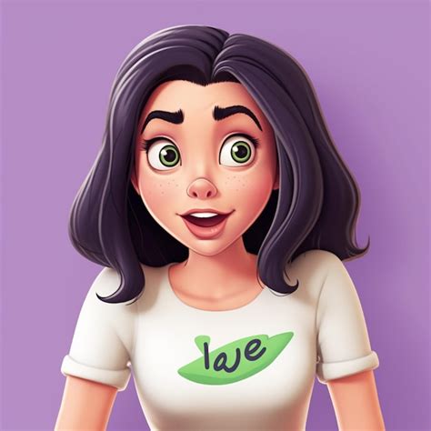 Una Chica De Dibujos Animados Con Una Hoja Verde En Su Camisa Foto