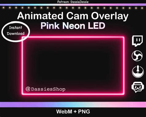 Digital Art Collectibles Twitch Neon Animated Camera Overlay Package