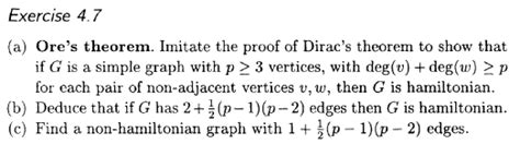 a ore s theorem imitate the proof of dirac s