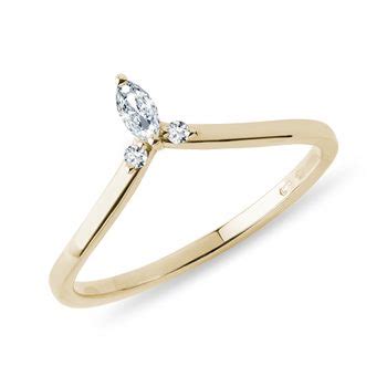 Chevron Ring Aus Gelbgold Mit Marquise Diamant Klenota
