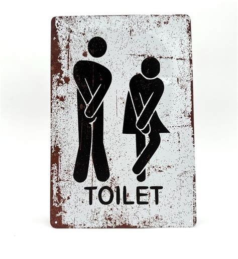 Mancave Inrichting Wanddecoratie Metaalbord Toilet 1 Vintage