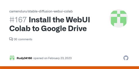 Install The WebUI Colab To Google Drive Issue 167 Camenduru Stable
