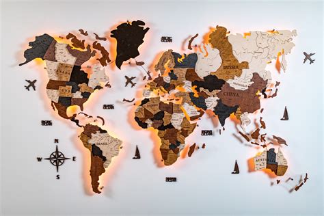 Led Wooden World Map Wood World Map Weltkarte Holz Wooden Map