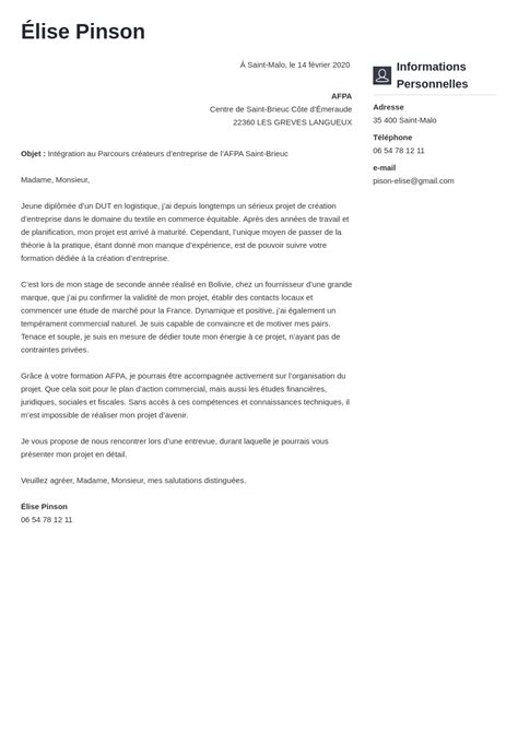 Lettre De Motivation Formation