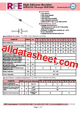 HER107G Marking HER107G Datasheet PDF RFE International