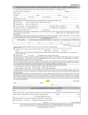Fillable Online Appendix Tender Offer Acceptance Procedure And Form