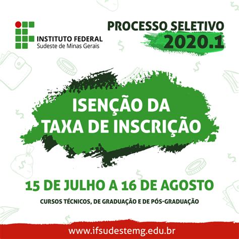 Última semana para taxa de isenção Processo Seletivo 2020 do IF Sudeste