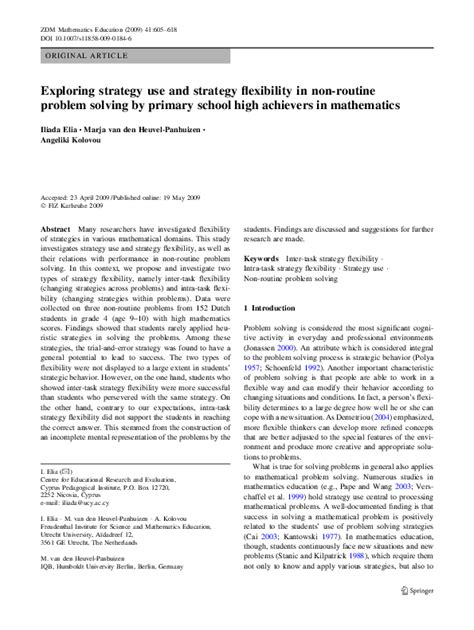 pdf exploring strategy use and strategy flexibility in non routine problem solving by primary
