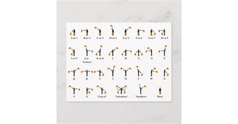 semaphore flag chart postcard zazzle