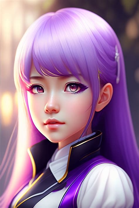 Lexica Portrait Of An Anime Princess Girl Character Hyper Realistic White Purple Hair Gold