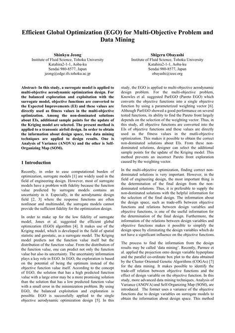 pdf efficient global optimization ego for multi objective problem and data mining