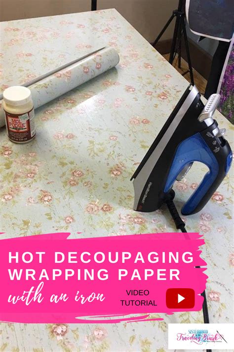 Decoupage Ideas Hot Decoupaging Wrapping Paper Onto A Desktop With An