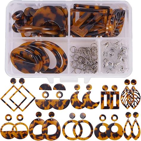 Amazon SUNNYCLUE 1 Box DIY 10 Pairs Round Square Moon Drop Mottled