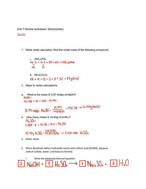 SOLUTION Review Stoichiometry Studypool Worksheets Library