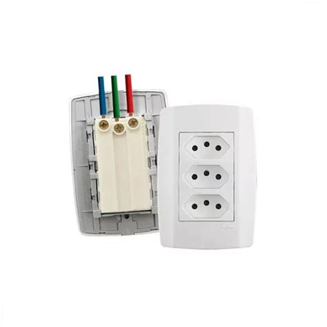 Cj Tomada Slim Tripla Modular 10a 2p T Placa 4x2 Branco MercadoLivre