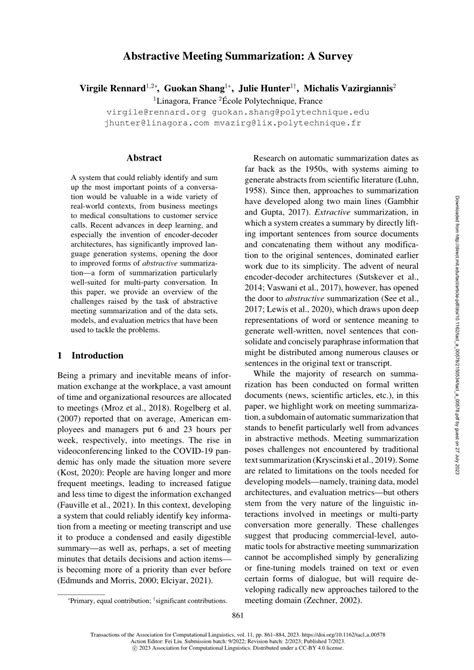 pdf abstractive meeting summarization a survey